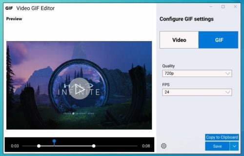 Video GIF Editor, un capturador de pantalla sencillo para Windows 10