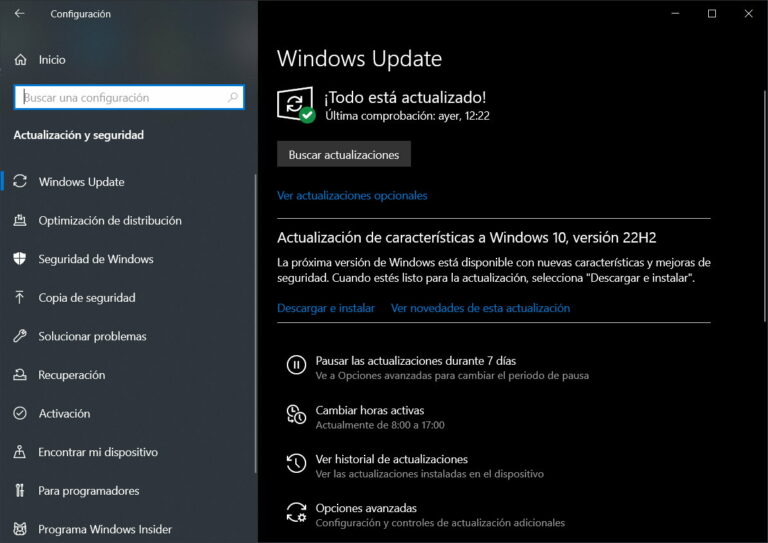 Microsoft recomienda la actualización a Windows 10 22H2