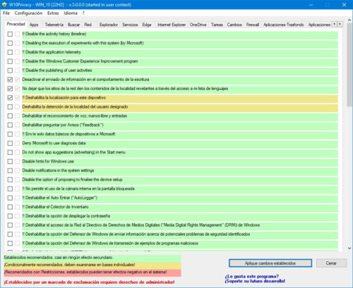 Win10Privacy para controlar la privacidad en Windows