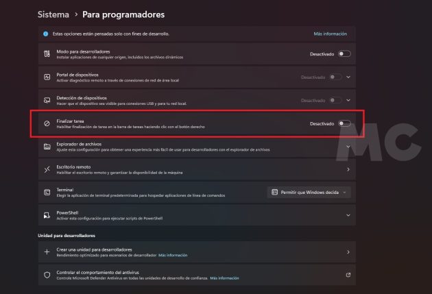 Cómo activar finalizar tarea en Windows 11