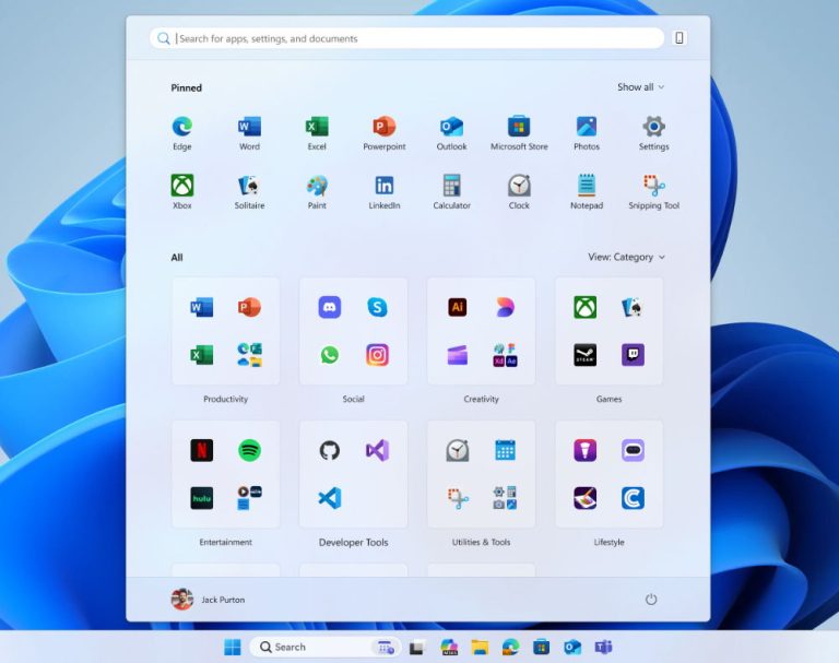 Microsoft lanza el nuevo menú de inicio para Windows 11